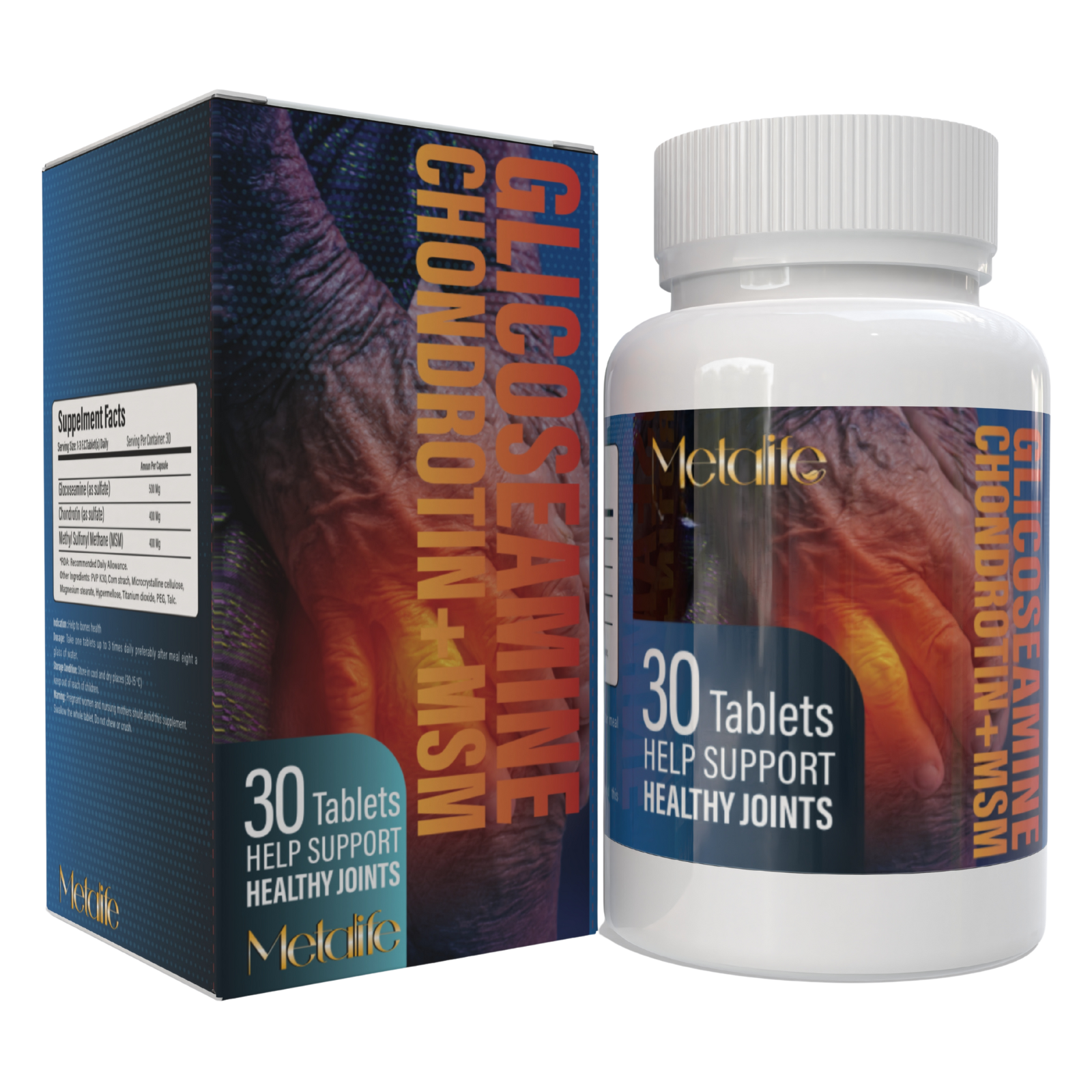 Glucosamine + Chondroitin + MSM (30 Tablets) – Metalife