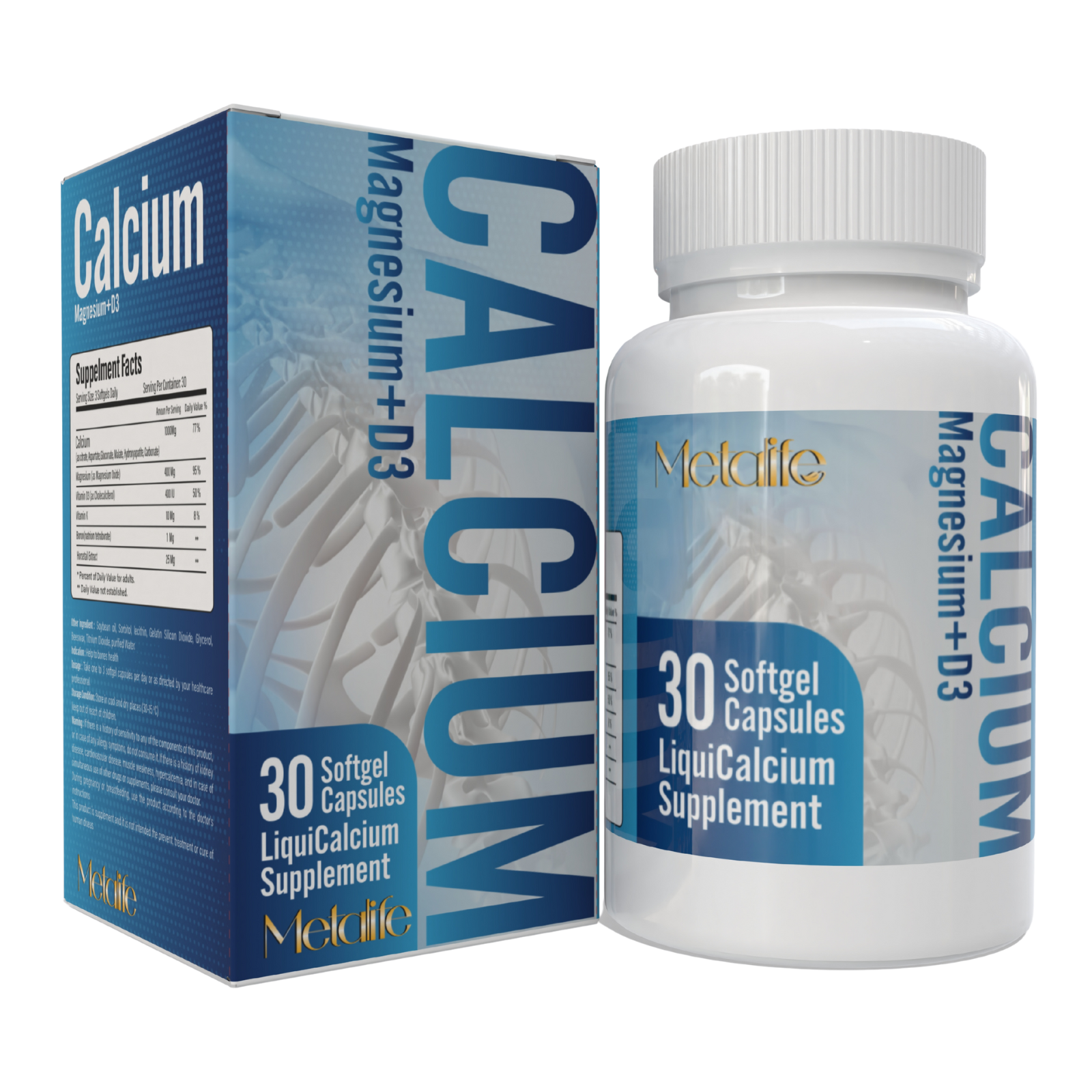 Calcium (30 Capsules) – Metalife